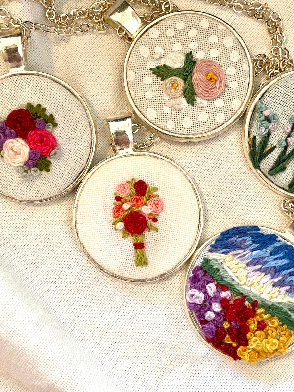 How To Make Your Own Embroidery Necklace | Hand Embroidery Pendant ...