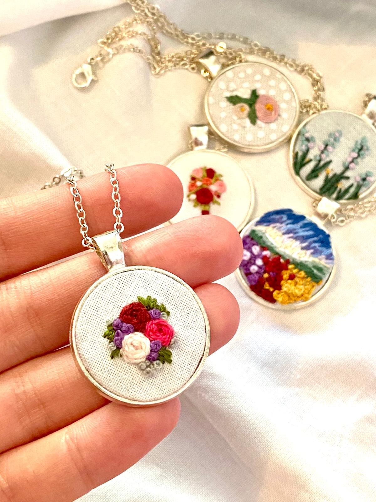 How To Make Your Own Embroidery Necklace | Hand Embroidery Pendant ...