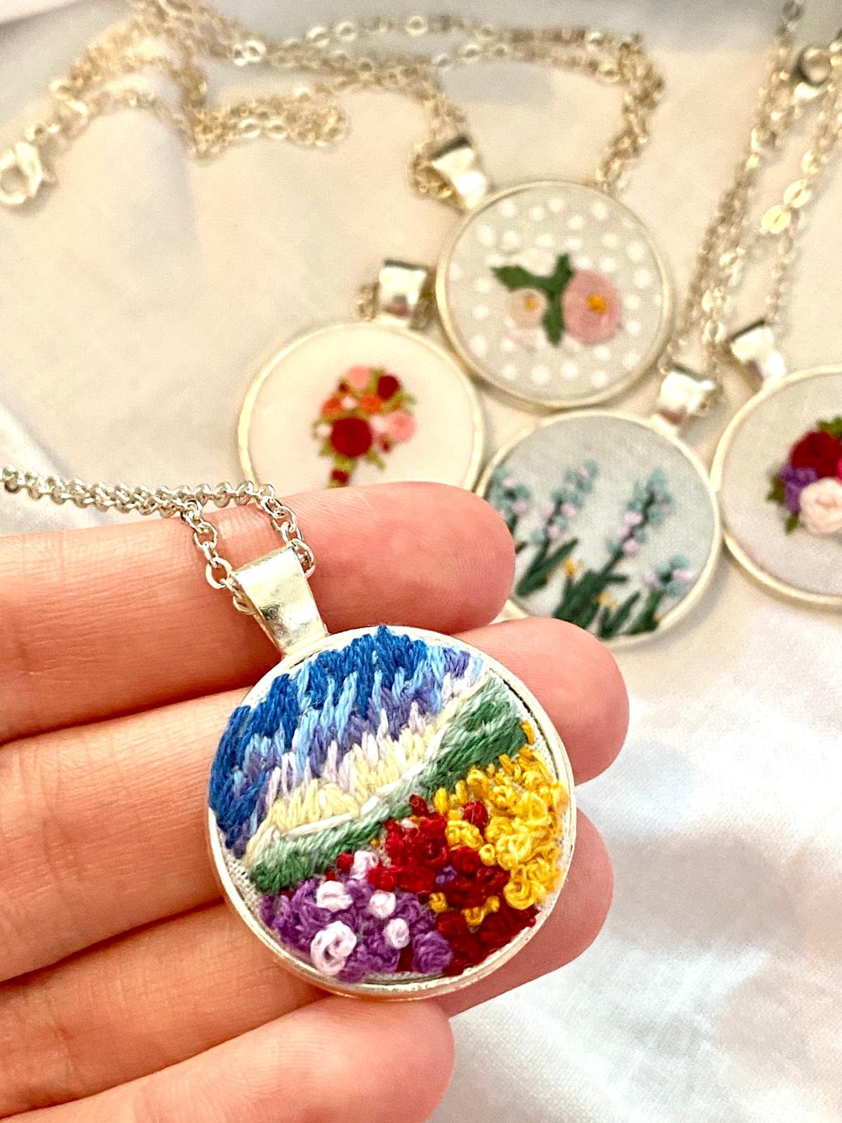How To Make Your Own Embroidery Necklace | Hand Embroidery Pendant ...